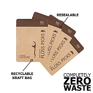 Sea Turtle Dental Floss Picks - Unscented Bamboo Charcoal Thread - All Natural BPA Free Vegan Sustainable Eco Friendly Biodegradable Chemical Free (200 Count)