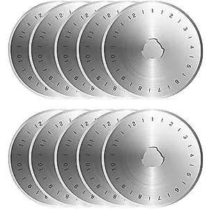 Kingsource SKS-7 Titanium Coated 10 Packs 28mm Pack Rotary Cutter Blades Replacement for Fits Olfa, Fiskar, Martelli, Truecut Cutter Patchwork Tool, Perfect for Cuts Fabric, Sewing, Leather and Paper