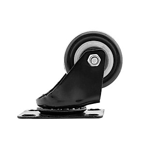 ULIFESTAR 4 PCS 1.5 inch Heavy Duty Caster Wheels Polyurethane PU Rubber Swivel Casters with Top Plate & Strong Bearing Total 400lb Quite Mute Non-Marking Locking Stem Casters Black (1.5'')