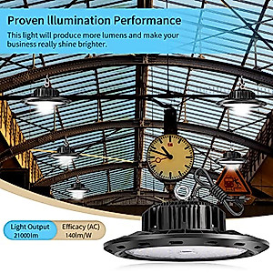 UFO LED High Bay Light Fixtures 150W,21000LM,5000K,LED Shop Light UL 5' Cable with US Plug,Commercial Light for Warehouse Workshop Garages Gym Area Lighting