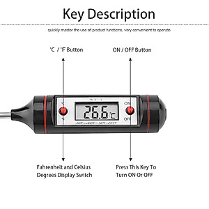 Probe Digital Thermometer,Instant Read Cooking Thermometer,Food Electronic Temperature Gauge Tester,Fahrenheit And Celsius Degree Display Switch,High Accuracy,for BBQ Food liquid Meat Temperature Test