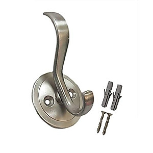 QCAA Zinc Diecast Coat Hook, Satin Nickel, 5 Pack