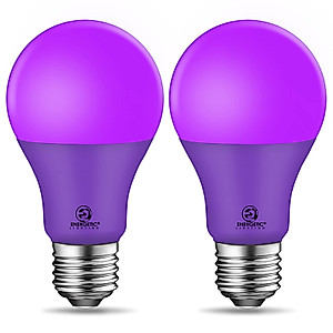 Energetic A19 Purple Light Bulb, 3W Equivalent 40W, E26 Base Non-dimmable LED Bulb for Christmas Halloween Party Decoration, Home and Holiday Lighting, UL Listed, 2 Pack