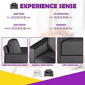 TYBOATLE Accent Chair, 38.58" W Mid-Century Modern Linen Fabric Tufted Living Room Chair, Comfy Upholstered Reading Club Arm Chairs for Living Room, Bedroom, Office (Dark Grey)