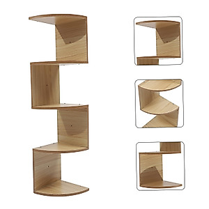 Abaodam Stylish Wooden Shelf Wall Mount Wooden Storage Rack Book Case 5 Layers