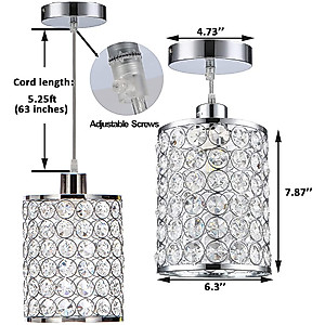 Cuaulans 3 Pack Crystal Pendant Light, Modern Chrome Kitchen Island Pendant Lighting,Cord Adjustable Bar Ceiling Hanging Lights for Kitchen Dining Room Bedroom Bar
