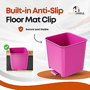 HAUSSIMPLE Car Trash Can Waterproof Vehicle Garbage Bin, Leakproof Anti Slip Floor Mat Clip Trash Bag Holder for Car, Truck, SUV, Van Portable Auto Trash Container with Stability Clips (Pink, Large)