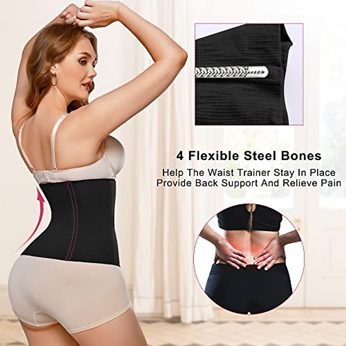 MICOHPKLE Waist Trainer for Women Postpartum Belly Band Wrap Belt C-Section Recovery Tummy Control Waist Cincher Body Shaper (Medium, Black)