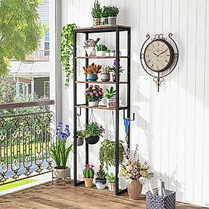 Tangkula Over The Toilet Storage Rack, 70 Inch Tall Bathroom Space Saver w/Metal Frame, Anti-Tipping Devices & Adjustable Feet Pads, Freestanding Bathroom Organizer Above Toilet, Rustic Brown