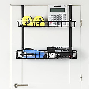 Over the Cabinet Storage Organizer Basket 2 Tier Metal Wire Hanging Kitchen Holder Rack for Bathroom, Pantry, Office Cabinet Storage Basket, Matte Black