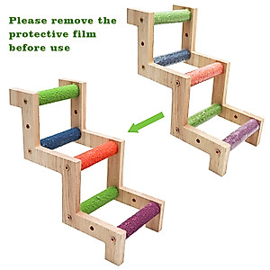 Bird Ladder Bridge, Wooden Parrot Hamster Climbing Ladder Toys, Bird Perch Stand, Bird Cage Accessories, Small Animals Climbing Toy for Parrot Hamster Rat Squirrel Sugar Gliders Parakeets Cockatiels