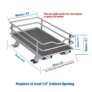 OCG Pull Out Spice Rack Organizer（4.9" W x 10.4" D） for Cabinet, Slide Out Seasoning Organizer Fits Spices, Sauces, Cans etc