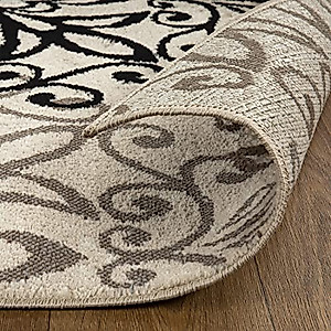 SUPERIOR Indoor Large Area Rug for Bedroom, Living/Dining Room, Entryway, Office, Farmhouse Aesthetic Floor Throw, Modern Floral Geometric Decor, Jute Backing, Leigh Collection, 5' x 8', Beige