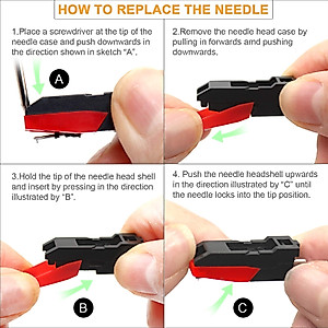 Record Player Needles, Hadwoer Turntable Replacement Needle for Vinyl Record Player LP Phonograph, Victrola, 1byone, Crosley, ION, Jensen（2 Pcs of Diamond Stylus）