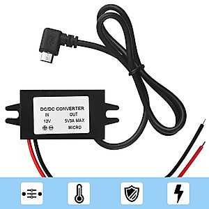 XINGYHENG 2PCS DC-DC Buck Converter Module 3A 12V 24V to 5V DC Power Converter with Micro USB Connector (Right Angle USB Interface)