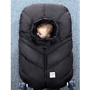 7AM Infant Car Seat Cover - Winter Puffy Cover with Center Zipper for Baby Boys & Girls, Lightweight, Windproof & Water-Repllent Outer Shell, Universal Fit for Infant Car Seat | (0-12M)