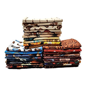10 Fat Quarters - Assorted Western Cowboys Old West Out West Horses Rodeo Horse Lasso Boots Horseshoes Classic Quality Quilters Cotton Fabric Bundle M221.11