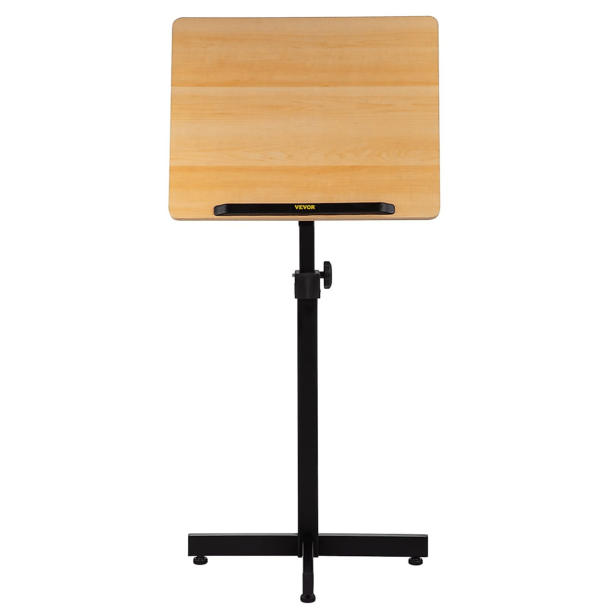 VEVOR Lectern Podium Stand, Height Adjustable Laptop Table, Portable Presentation Standing for Classroom, Office, Church, Tilting Desktop with Edge Stopper, Oak