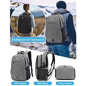 ProEtrade Laptop Backpack, Business Travel Anti Theft Bookbag with USB Charging Port for School College Work Computer Bag Daypack Fit 15.6 Inch Notebook, Gifts for Men Women Teen (Grey)