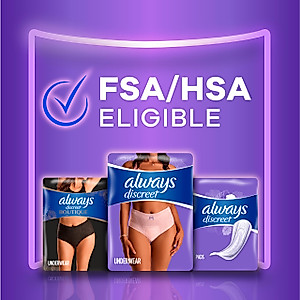 Always Discreet Adult Incontinence Underwear for Women and Postpartum Underwear, L, Up to 100%* Bladder Leak Protection, 76 CT,