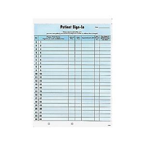 Tabbies 14531 Patient Sign-in Label Forms, 8 1/2 x 11 5/8, 125 Sheets/Pack, Blue