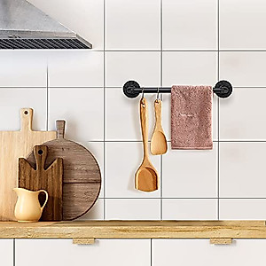 Industrial Pipe Towel Rack 18 Inch Black Towel Bar Heavy Duty Rustic Hand Towel Bar Wall Mounted DIY Rustic Iron Towel Holder for Bathroom Wall 1 Pack