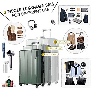 Merax Hardside Suitcases With Wheels Lightweight Carry-On Luggage, TSA Lock and Reinforced Corners, 20" 24" 28" Suitcases (24 inch, Green)