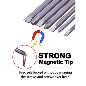 Rocaris 12 Pack 1/4 Inch Hex Shank Long Magnetic Screwdriver Bits Set 4 in Power Tools (Slotted+Cross Head)