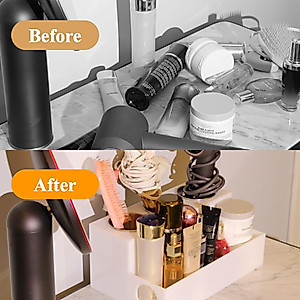 JaBrand Hair Tool Organizer for Bathroom, Acrylic Make-up Organizer White Hot Tool Holder Countertop Hair Dryer for Vanity Caddy Storage Accessories