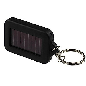 Jackie 2 Pcs Emergency 3 LED Torch Flashlight Key Fob Solar Energy Power Keychain Lamp Light - Black