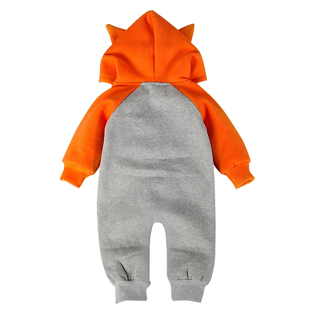 Bebone Hooded Fleece Romper for Baby Girls Boys Cartoon Animal Fox Jumpsuit (0-3M, Orange)