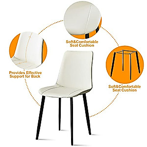 Ironalita White Dining Chairs Set of 4, Faux Leather Mid Century Modern Chairs with Metal Chair Legs, Kitchen Chairs for Dining Room, Restaurant, Living Room