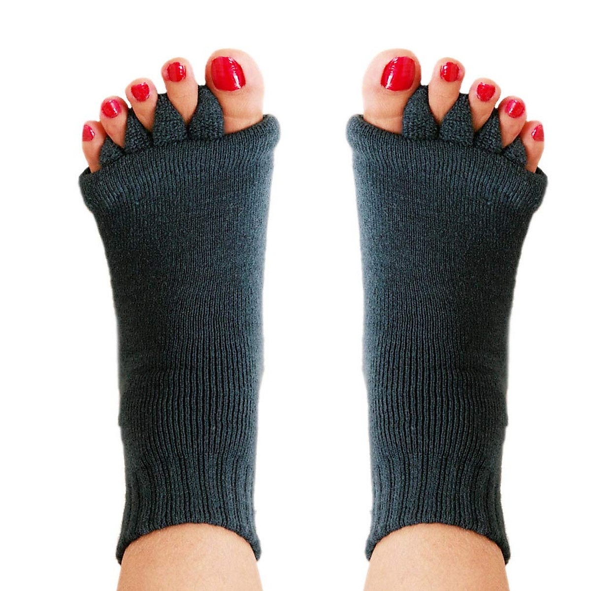 AIBEARTY 3 Pairs Yoga Sport Gym Five Toe Separator Socks Foot Alignment Pain Massage Toeless Socks