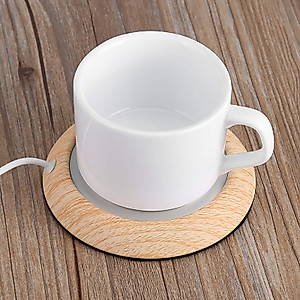 Wood Grain Electric Portable Cup Warmer Plate & Coffee Warmer & Mug Warmer with USB Cable for Office/Home/Travel Use, Suitable for Stainless Steel Cup, Ceramic Cup, Glass Cup, etc(Light Wood Grain)