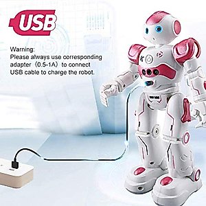 FLYWIND RC Robot Toys for Kids, Programmable Smart Remote Control Robot Toy Intellectual Control Robot Rechargeable, Walking Dancing Robot Gesture Sensing Robot Birthday Gift for Boys Girls （Pink）