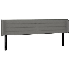 loibinfen King Size Box Spring Bed with Mattress Set, Included 1 x Bed Frame/1 x Headboard with Ears-A/1 x Mattress/1 x Mattress Topper, Dark Gray 76"x79.9" Fabric with Black Legs (Style D)