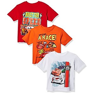 Disney Boys' Toddler Cars Three-Pack T-Shirt, Multicolor, 5 T