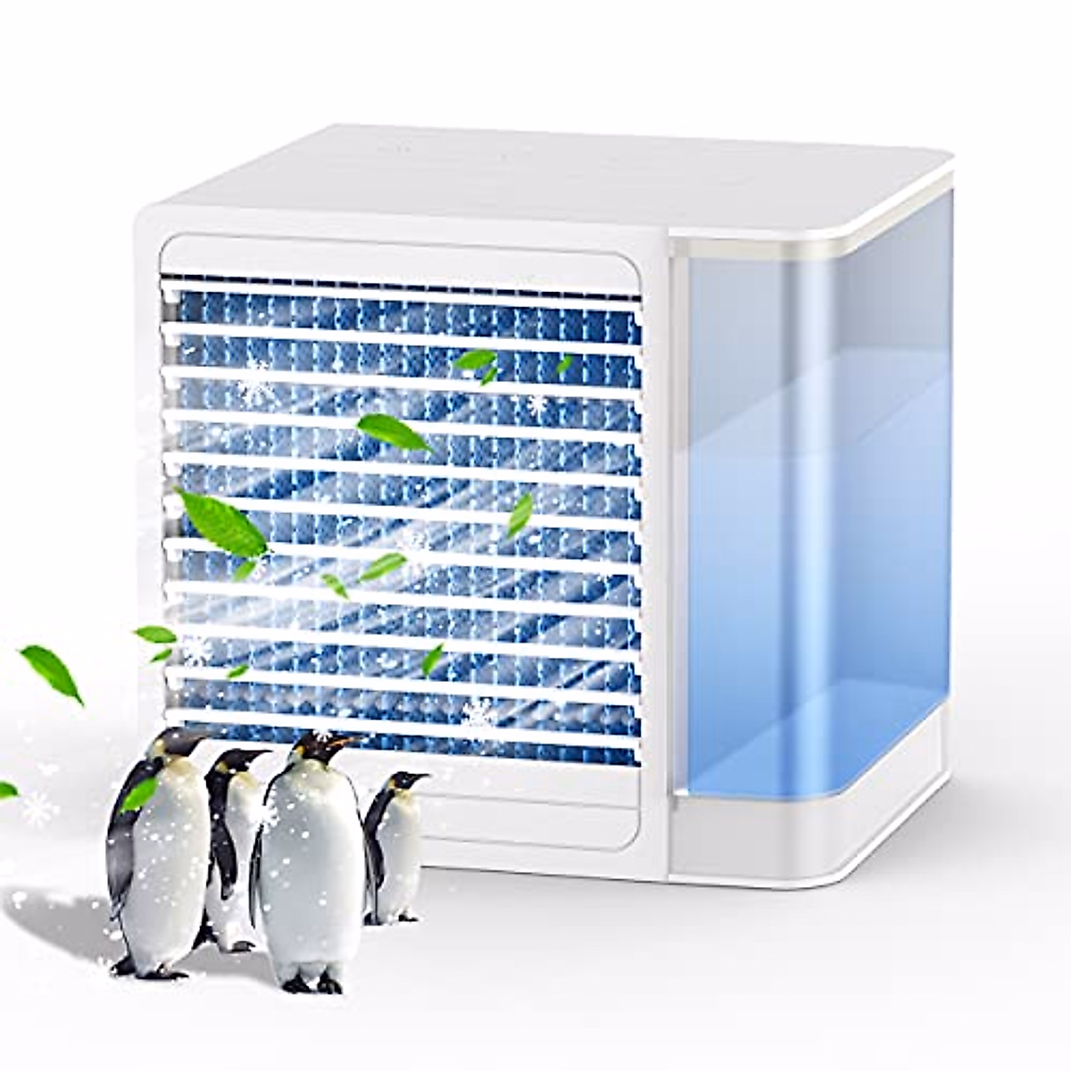 OCROUKI Portable Air Conditioners, Mini Desktop Air Cooler with 800ML Water Tank, USB Powered Portable AC for Personal with LED Night Light for Car, Office, Home and Camping