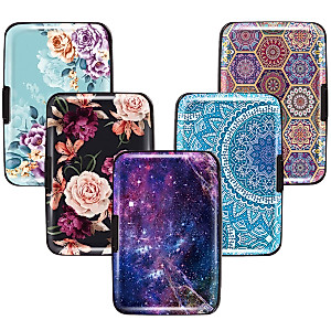 Coco Rossi Mini Credit Card Holder for Women,RFID Blocking Slim Hard Card Case ID Case Travel Wallet Nebula