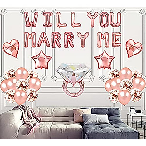 BTXLHAOHE Rose Gold Will You Marry Me Decorations Marry Me Balloons Will You Marry Me Letter Balloons Marriage Proposal Ideas Decorations Supplies