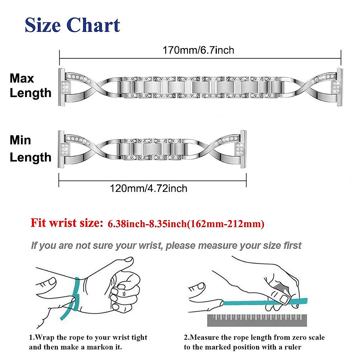 Sankel Bling Bands Compatible for Samsung Galaxy Watch 7 6 5 4 Band 40mm 44mm, Galaxy Watch 5 Pro 45mm/6 4 Classic 42mm 46mm 43mm 47mm/Active 2, 20mm Stylish Metal Wristband Women (Silver)