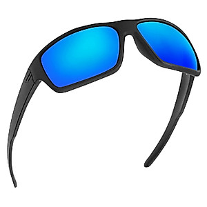 TOROE Eyewear FIELD All Black Sports Polarized Sunglasses with Hydrophobic Coating Polycarbonate AR Lenses (Matte Black | Black Emblem, Baja Blue (C3))