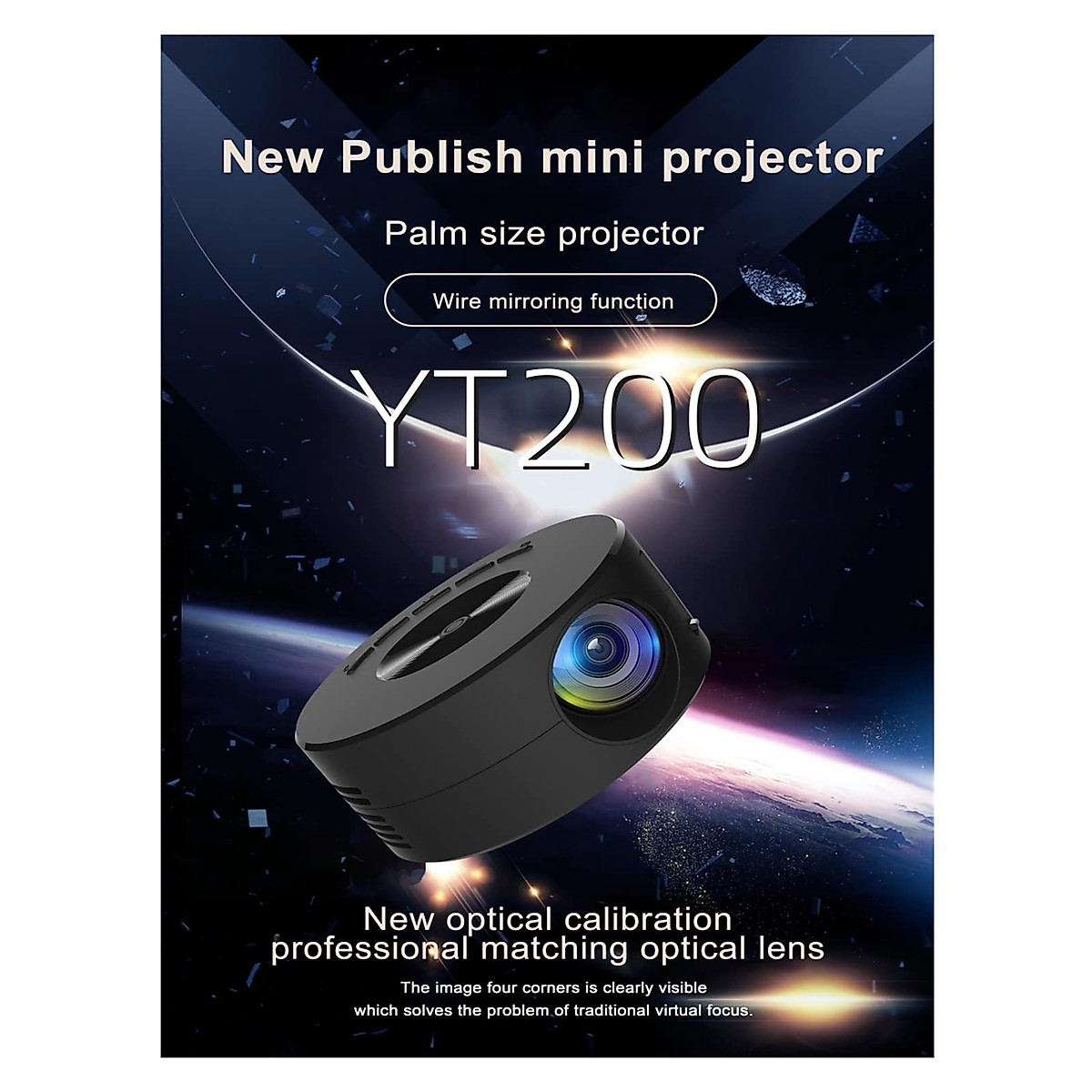 TOPOB Ultra-Small Portable Projector, can be Connected to External Earphone Audio Micro Mini Mobile Phone Projector YT200