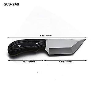 GCS Handmade G10 Handle D2 Tool Steel Tactical Hunting Knife with leather sheath Full tang blade designed for Hunting & EDC GCS 248