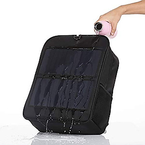 14W Solar Panel Power Backpack Laptop Bag with Handle and USB Charging Port(Black)