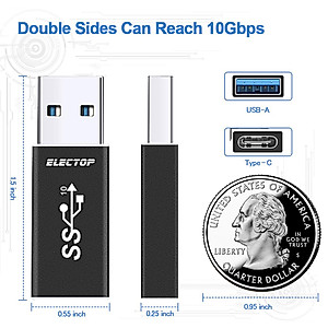 ELECTOP Updated USB 3.1 GEN 2 Male to Type-C Female Adapter (2 Pack), Support Double Sides10Gbps Charging & Data Transfer,USB A to USB C 3.1 Converter for PC, Laptop, Charger, Power Bank, Quest Link