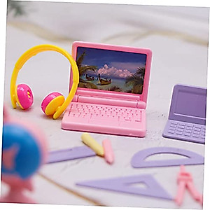 Toyvian Girl Toys 2 Sets Miniature Prop Accessories Sand Mini Girl with for Doll School Gift Supplies Landscape Scence Play Tiny Photo Stationery Notebooks Food Laptop of Stuff Model Kids Toys