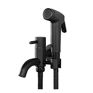 MINJING Black Handheld Bidet Spray Abs Shower Sprayer Set Toilet Faucet Shower Bidet with Hose and Holder Set d