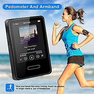 Tenwaa MP3 Music Player with Bluetooth: 16GB Portable Touchscreen Speaker Digital Lossless Sound Hi-Fi for Walking Running FM Radio - Supports up to 128GB TF Card (Black)