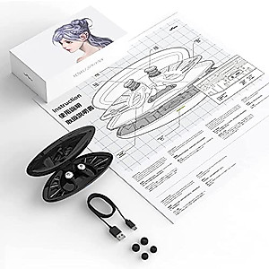 YOWU Elf Ear Headphones, Wireless 5.0 Earphones, 10 Colors RGB Effects with App Control, Dual Microphone Noise Reduction, IPX4 Water Resistant, Elf in-Ear Earbuds with Charging Case -Black